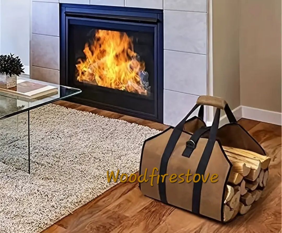FIRESIDE COMPANION KINDLING & LOG CARRIER TOTE - Brown & Black - Products & Store Wood Stoves ...