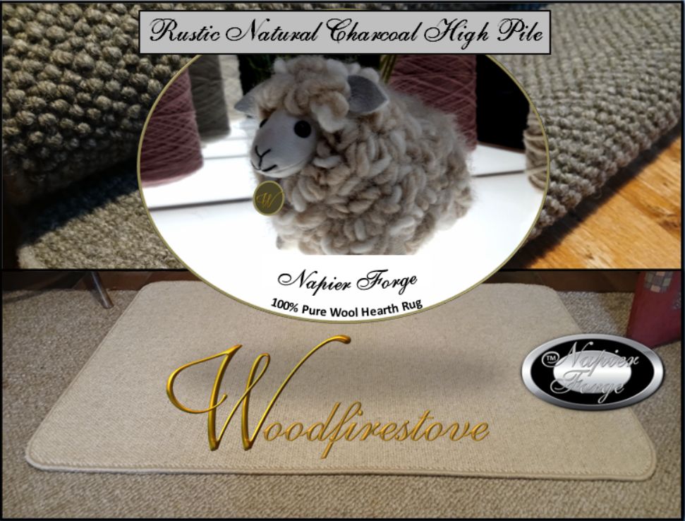 Pure Wool FIREPLACE HEARTH RUG - Rustic Natural Charcoal (High Pile ...