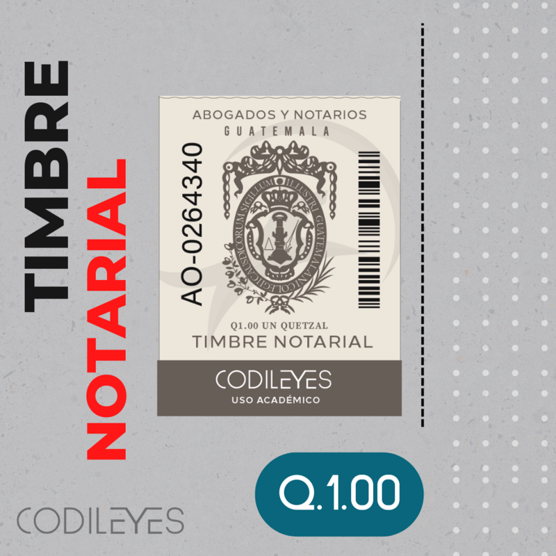 Timbre Notarial de Q. 1.00 quetzal