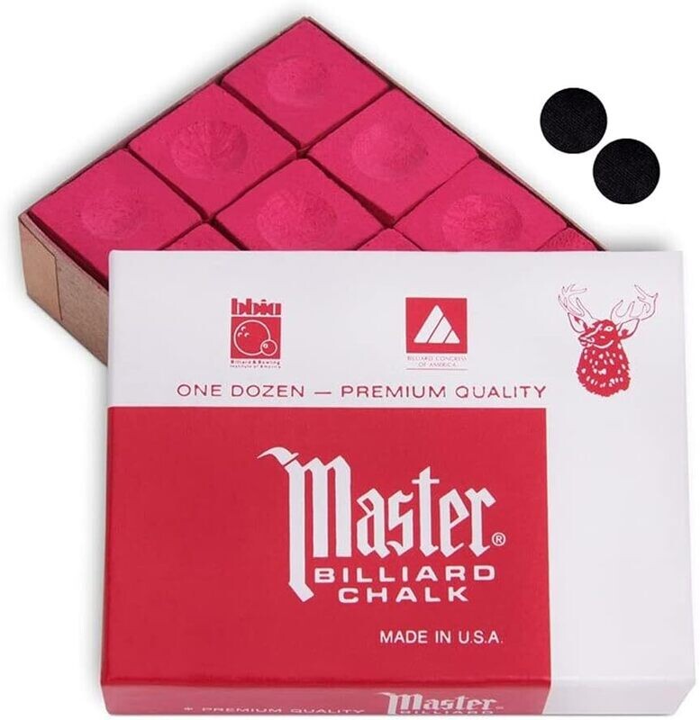 Master Billiard Pool Cue Chalk Premium Quality Red - 1 Dozen