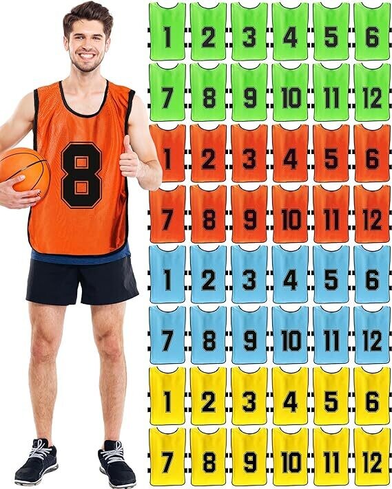 Soccer or Sports Assorted Colors Vest 48 Pcs for kids