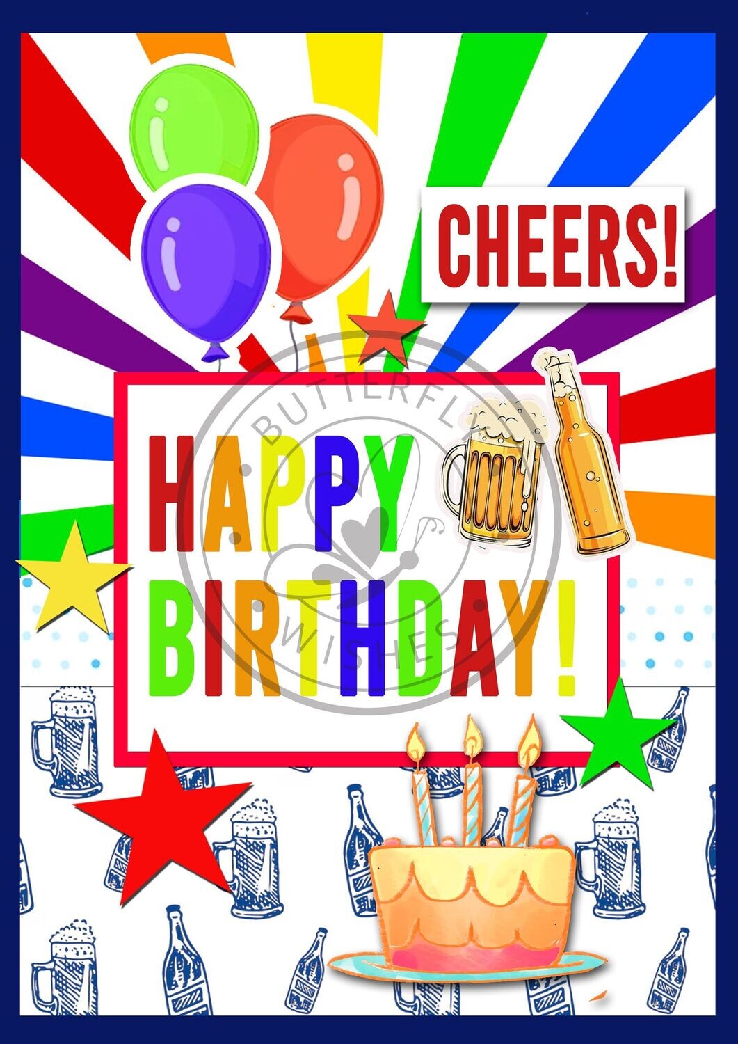 Customizable A3 size Birthday Card