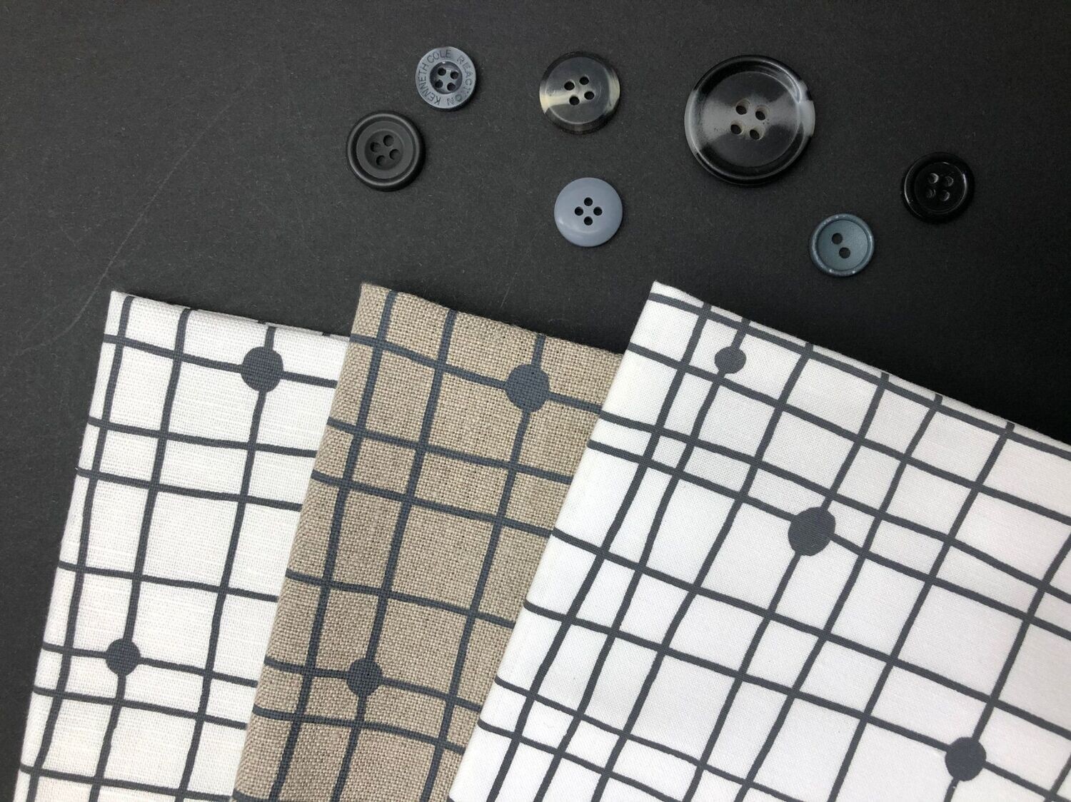 Stone Grid screen printed linen by Colette Moscrop