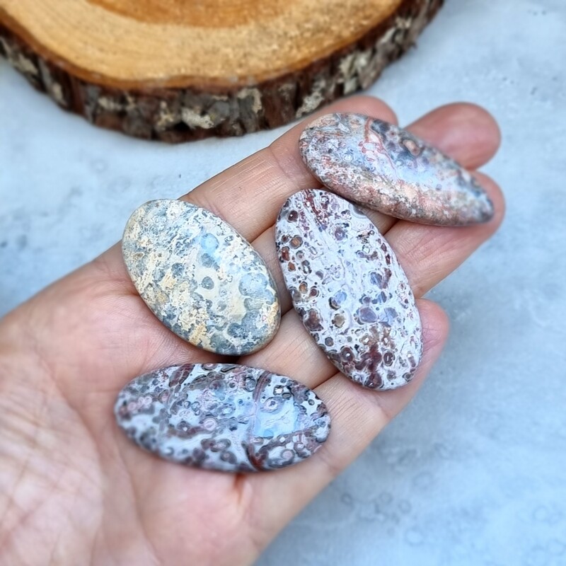 4 x Leopard Jasper Cabochon / Pendant for jewelry making or diy craft ...
