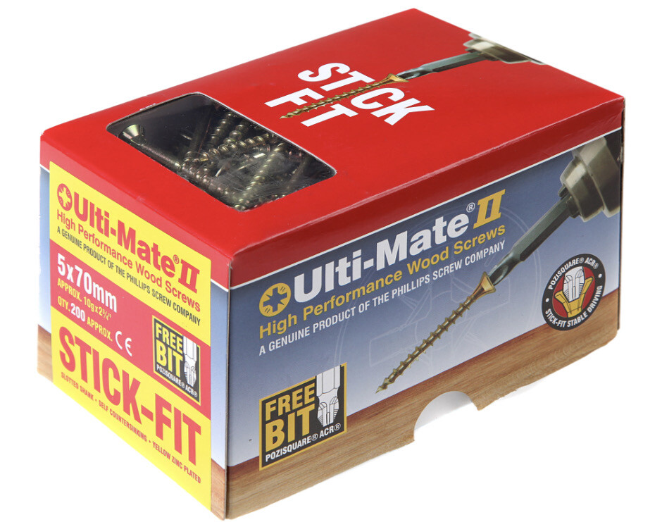 Ulti-mate High Performance Woodscrew PoziSquare Double Csk BZP&Y - (10g ...