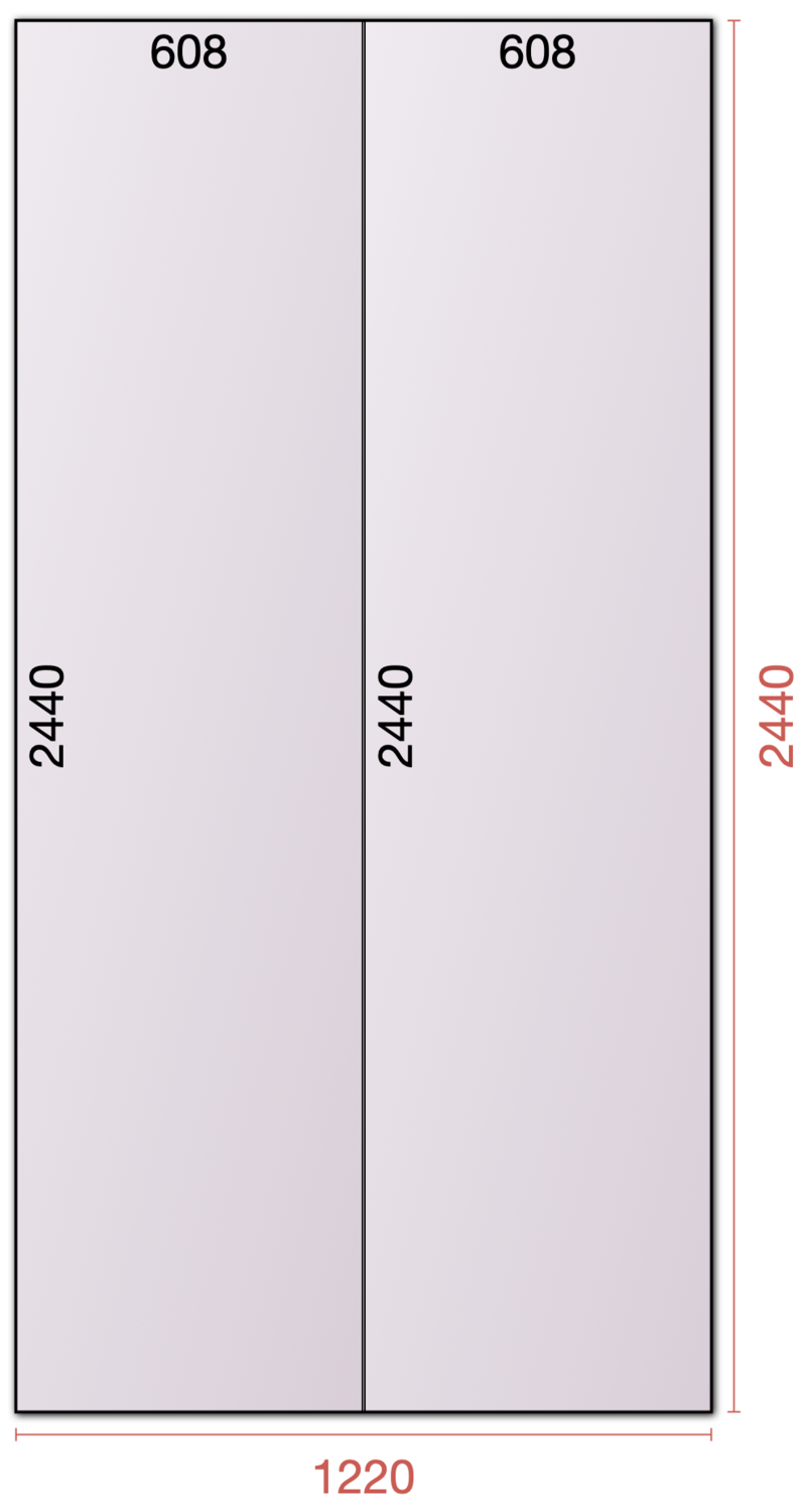 Half Sheets: 8ft X 2ft (2440mm X 610mm) Sized Sheets