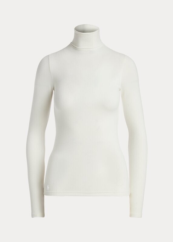 Col roulé côtelé stretch Blanc