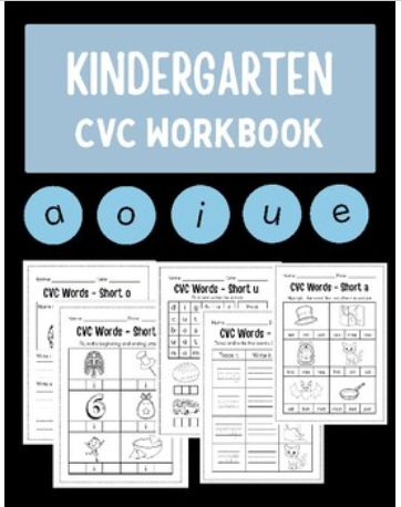 Kindergarten CVC Workbook: Phonics Practice for Short Vowels | Black ...