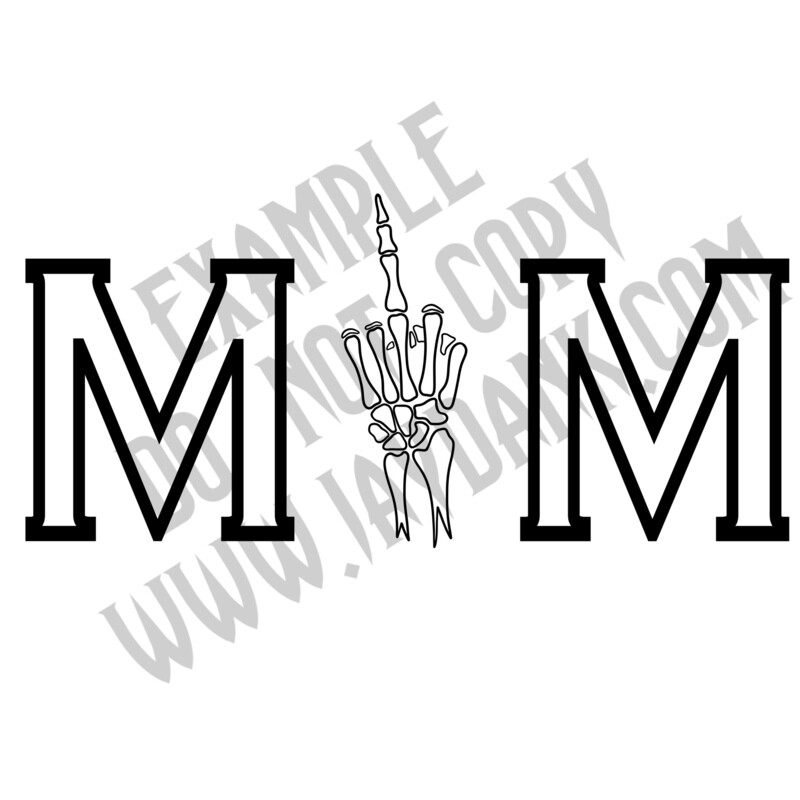 Mom skull middle finger PNG