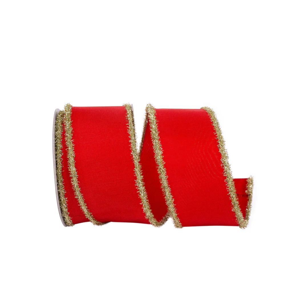 2.5" x 10y Red Ribbon with Gold Lining
