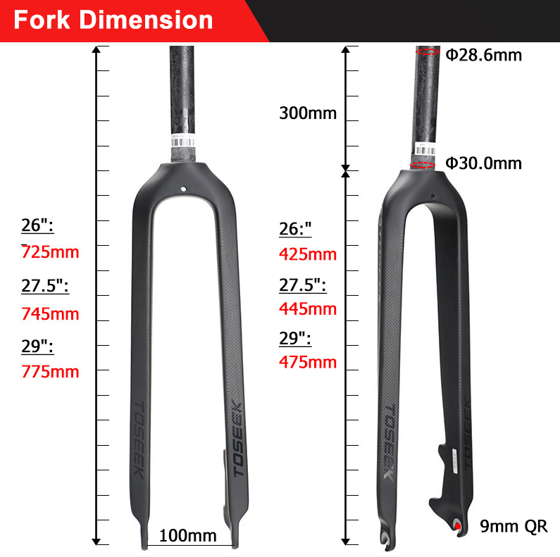 TOSEEK 26/27.5/29er MTB Full Carbon Fiber Straight Forks Straight Disc ...