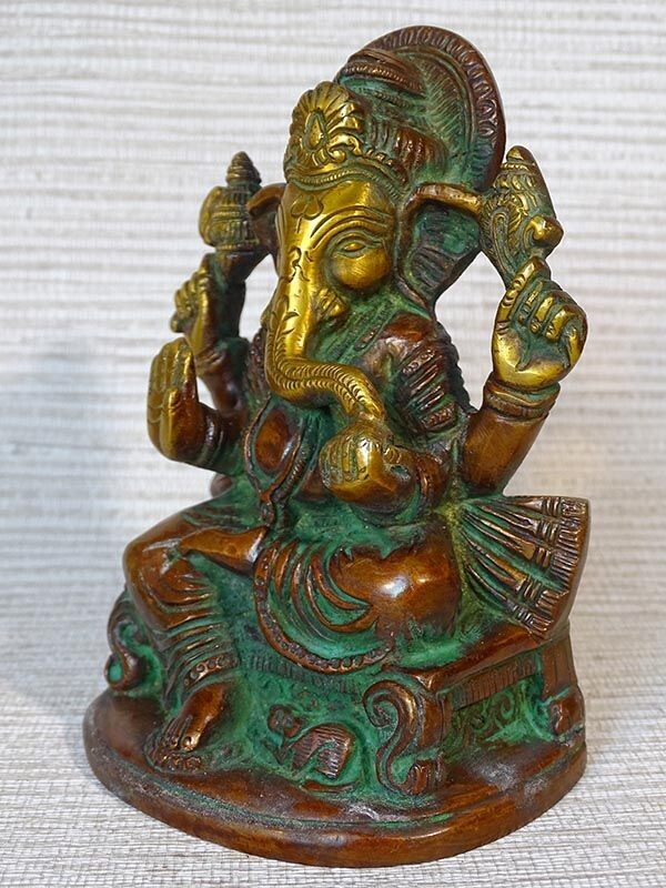 Statuette de Ganesh en bronze massif 13 cm
