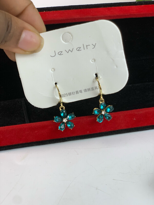 Blue Floral Loop Earring