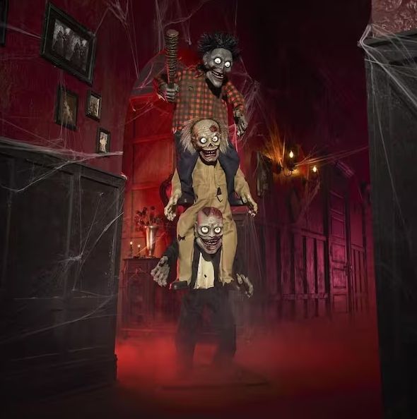 7.5 ft. Gruesome Grounds Animated LED Zombie Stack Trio SPECIAL PRE ...
