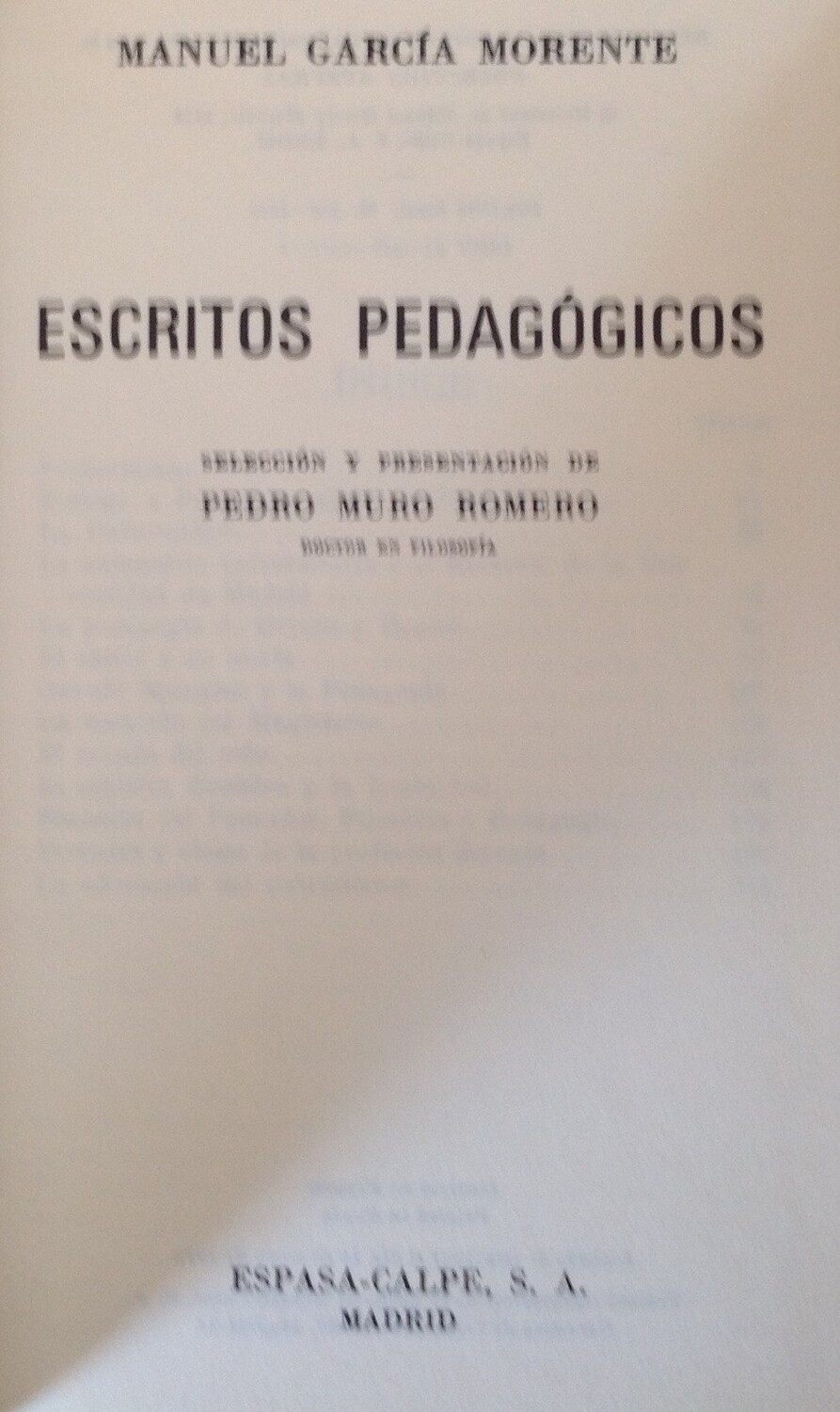 Manuel García Morente, Escritos pedagógicos