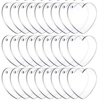 Clear Acrylic Heart - 50mm x 3mm