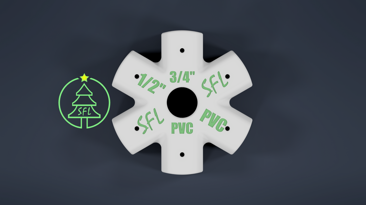 STL File - Mini Seed Pixel Tree Base 3/4" PVC to 1/2" PVC