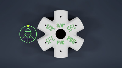 STL File - Mini Seed Pixel Tree Base 1/2" PVC to 3/4" EMT