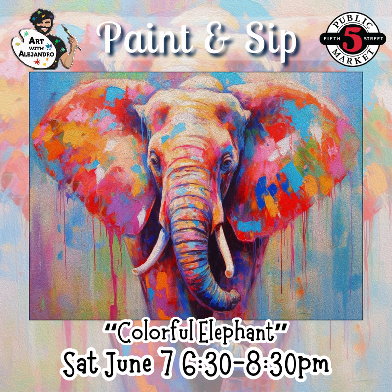 "Colorful Elephant" Paint & Sip – June 7 | Eugene OR | BYOB