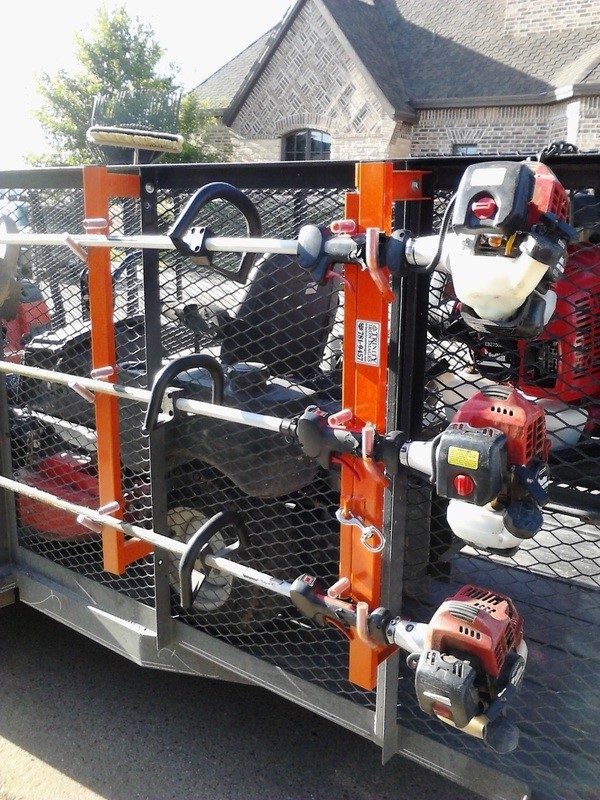 Lockable trimmer edger racks