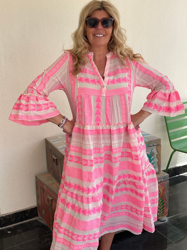 Neon Aztec Smock Dress