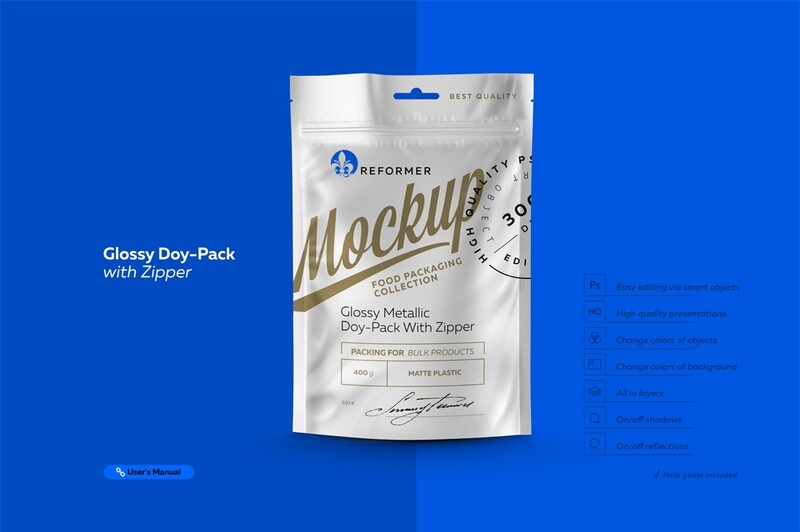Glossy Doy-Pak With Zipper Mockup