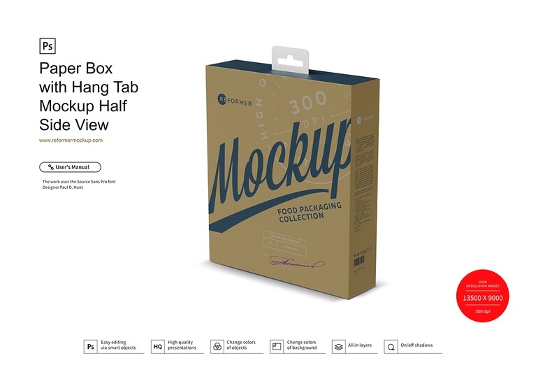 Cardboard Box with Hang Tab Mockup