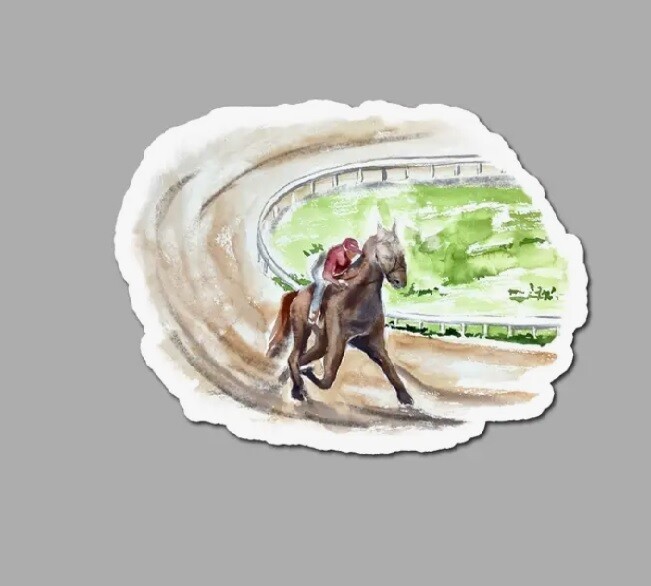 Racehorse On Track Sticker