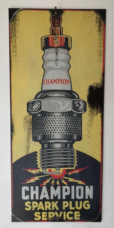 Vintage Look Champion Spark Plug Sign