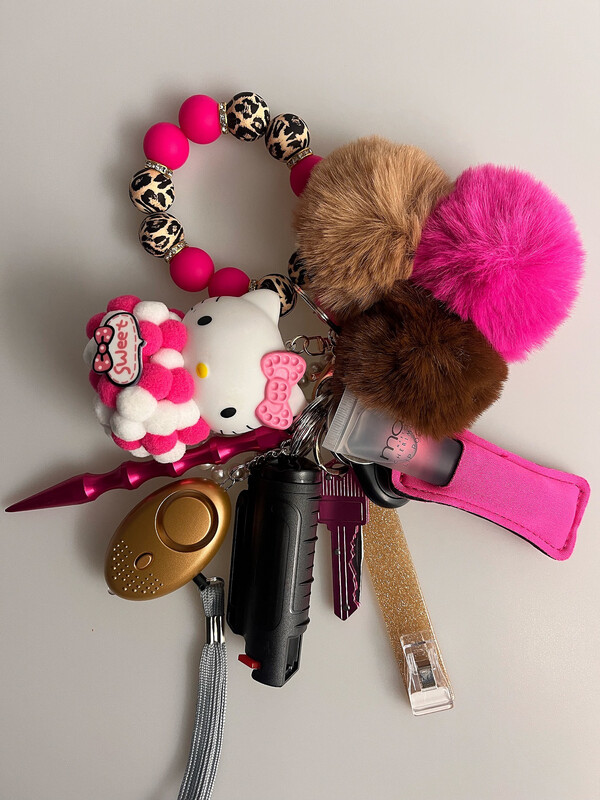 Cheetah And Hot Pink Keychain