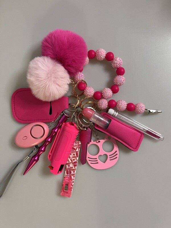 All Pink Keychain Set