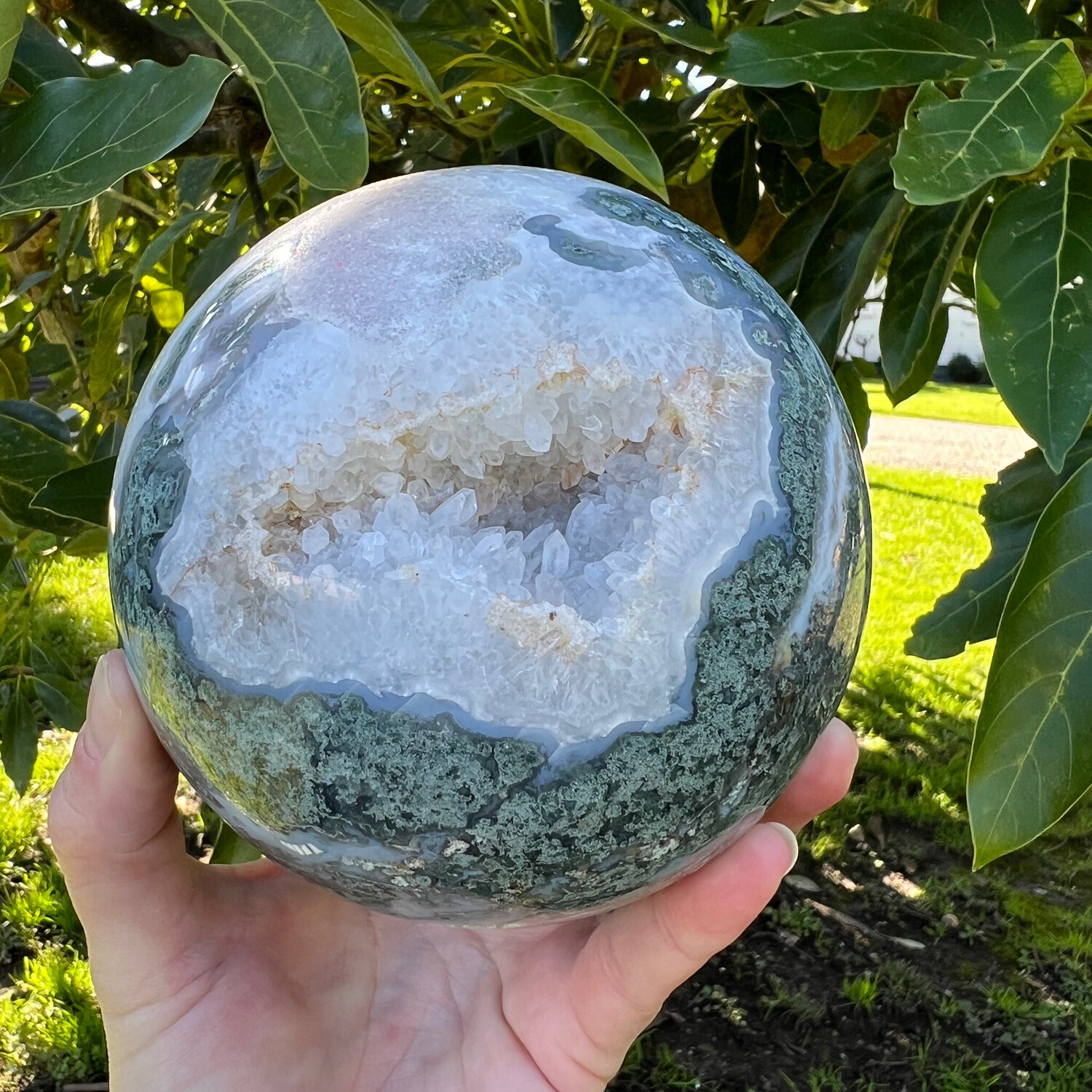 Moss Agate Sphere with Druzy 2.6kg