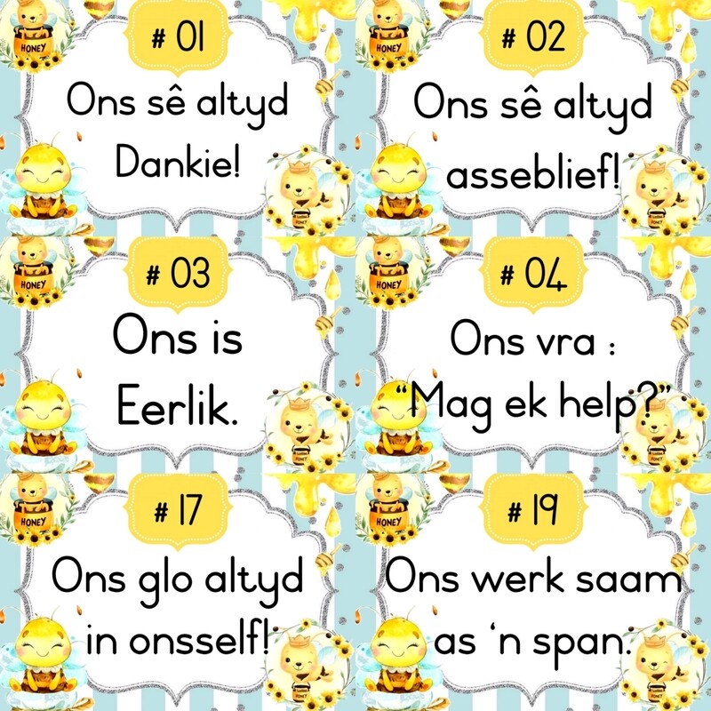 Bye 2 / Bee 2 Klasreels/Classrules AFR