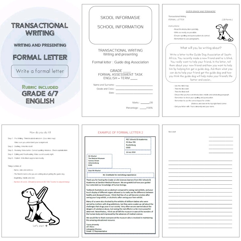 Grade 6 / 7 FORMAL LETTER (ENGLISH HL/FAL)