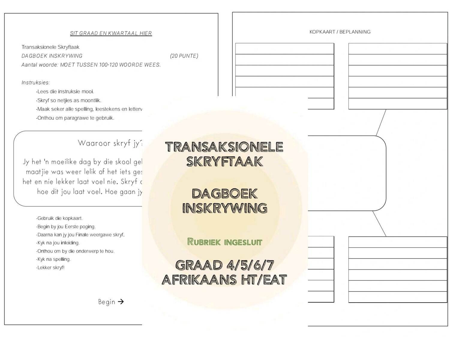 Graad 4/5/6/7 - Dagboek inskrywing