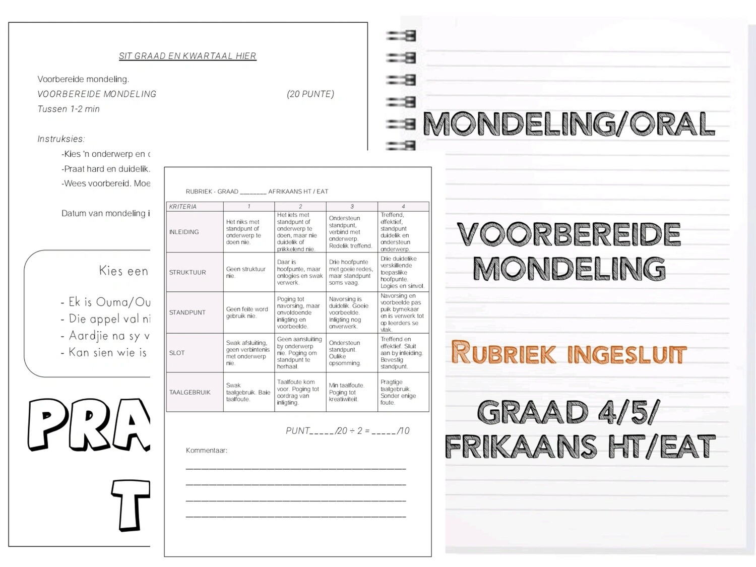 Graad 4/5 - Voorbereide mondeling taak
