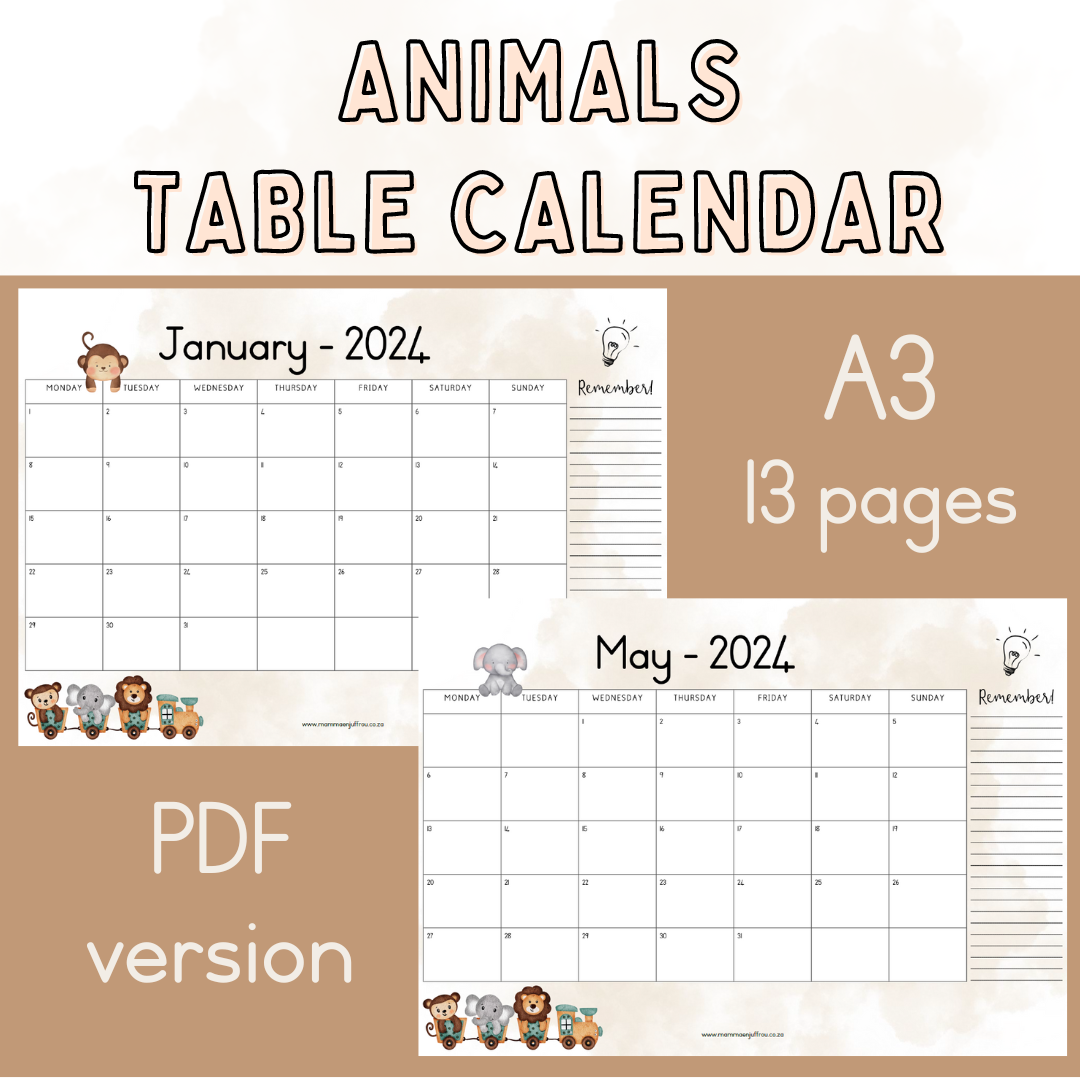 2024 Table Calendar - ANIMALS