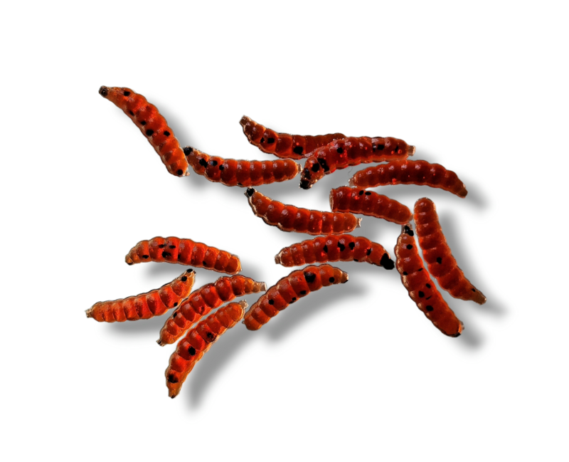 ''Musės lerva" (60 vnt.) 15mm. Blood (kraujas)