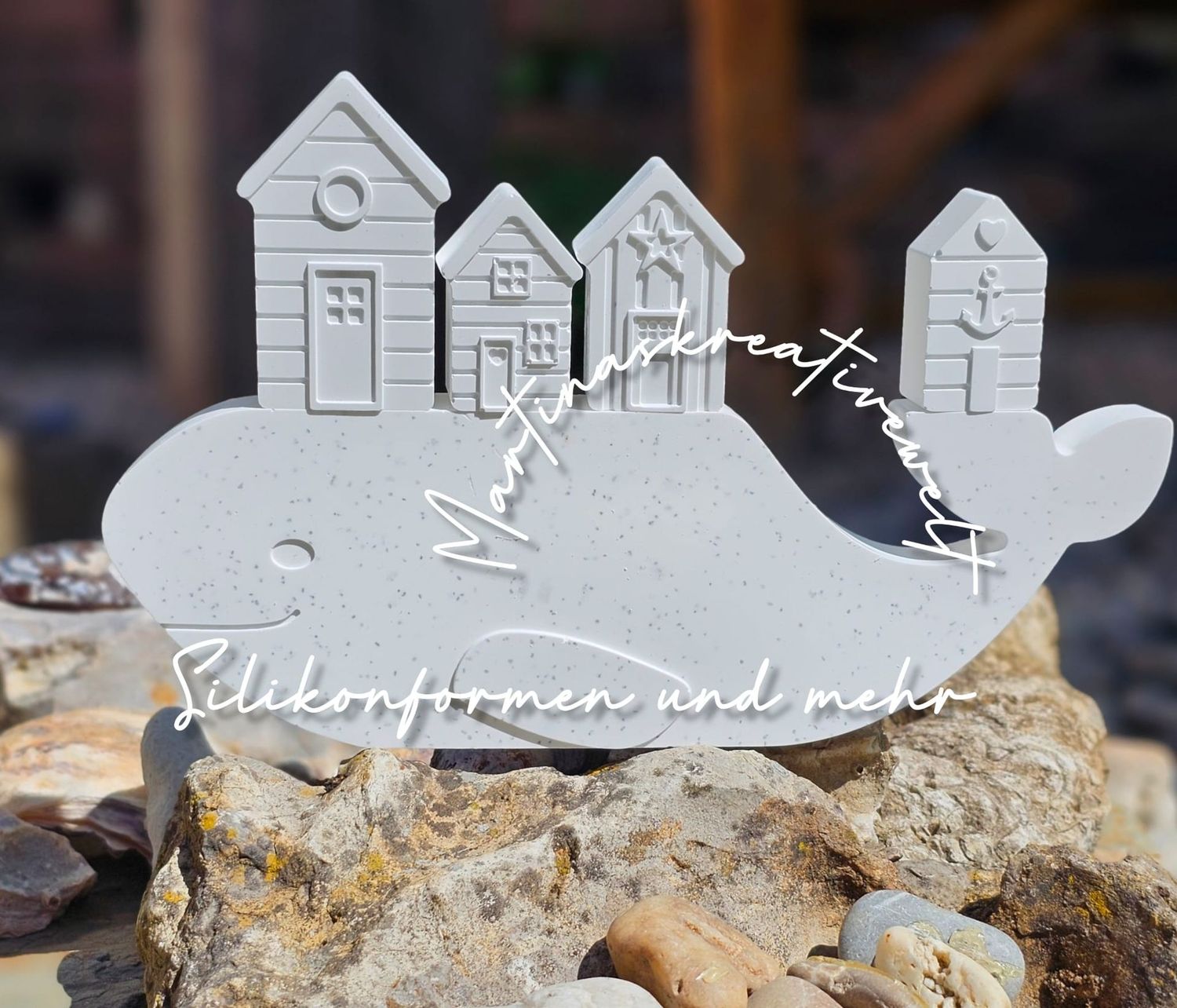 Silikonform Wal mit eigenem Zuhause/Fisch/Maritim/Gießform - 2teilige Form