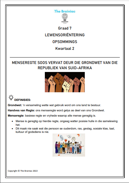 Gr 7 LO Opsommings - Kwartaal 2