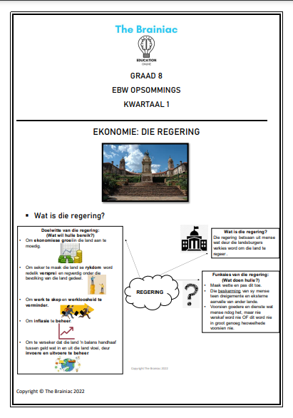 Gr 8 EBW Opsommings - Kwartaal 1