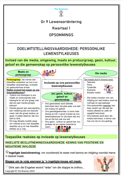 Gr 9 LO Opsommings - Kwartaal 1