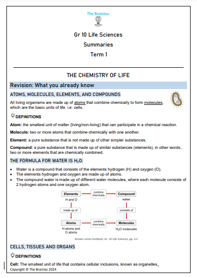 Gr 10 Life Sciences Summaries - Term 1