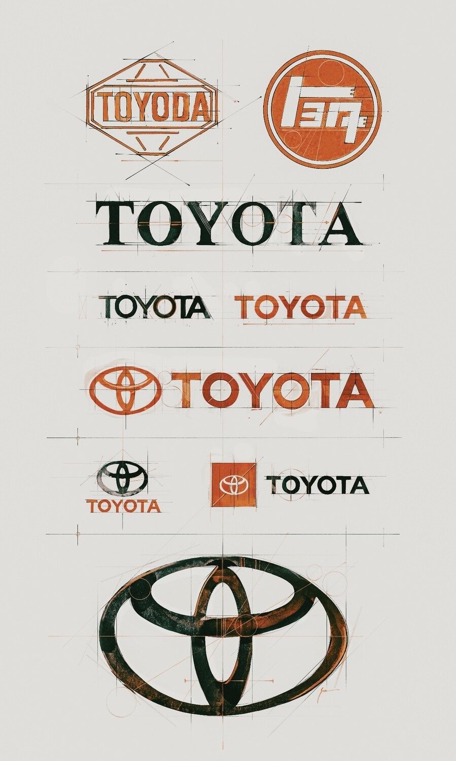Toyota Branding History Schematic — Sunbleached Color | Current ...