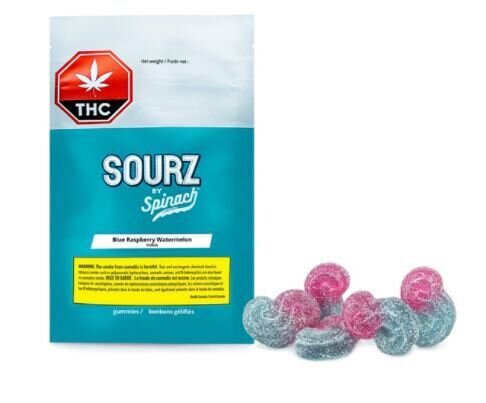 SPINACH SOURZ - Blue Raspberry Watermelon Soft Chews [5x5mg Indica]