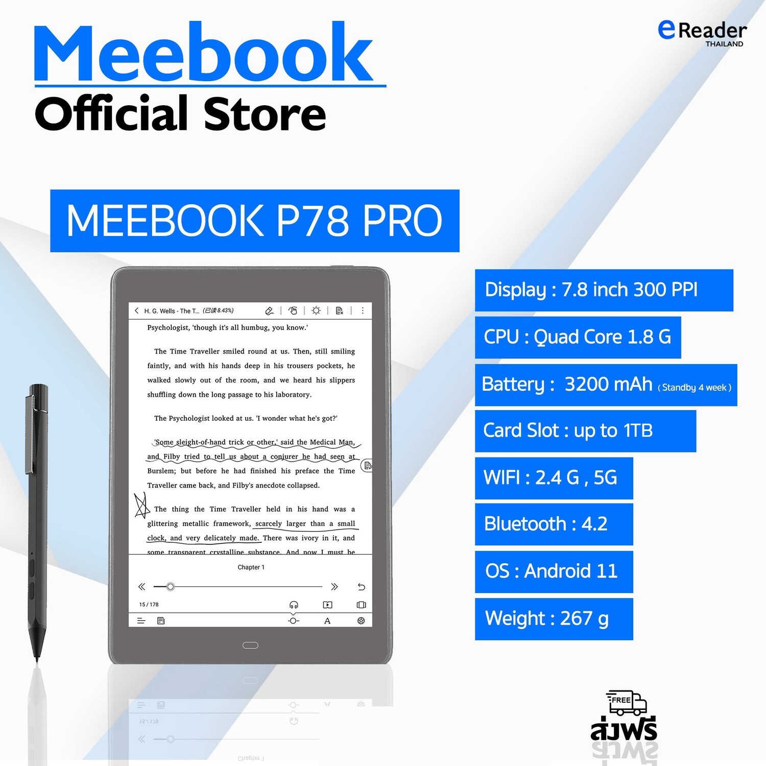Meebook P78 Pro eBook Reader 2022 Edition – New 7.8″ Eink (Android 11 / Micro SD Slot 1TB) – Buy ...