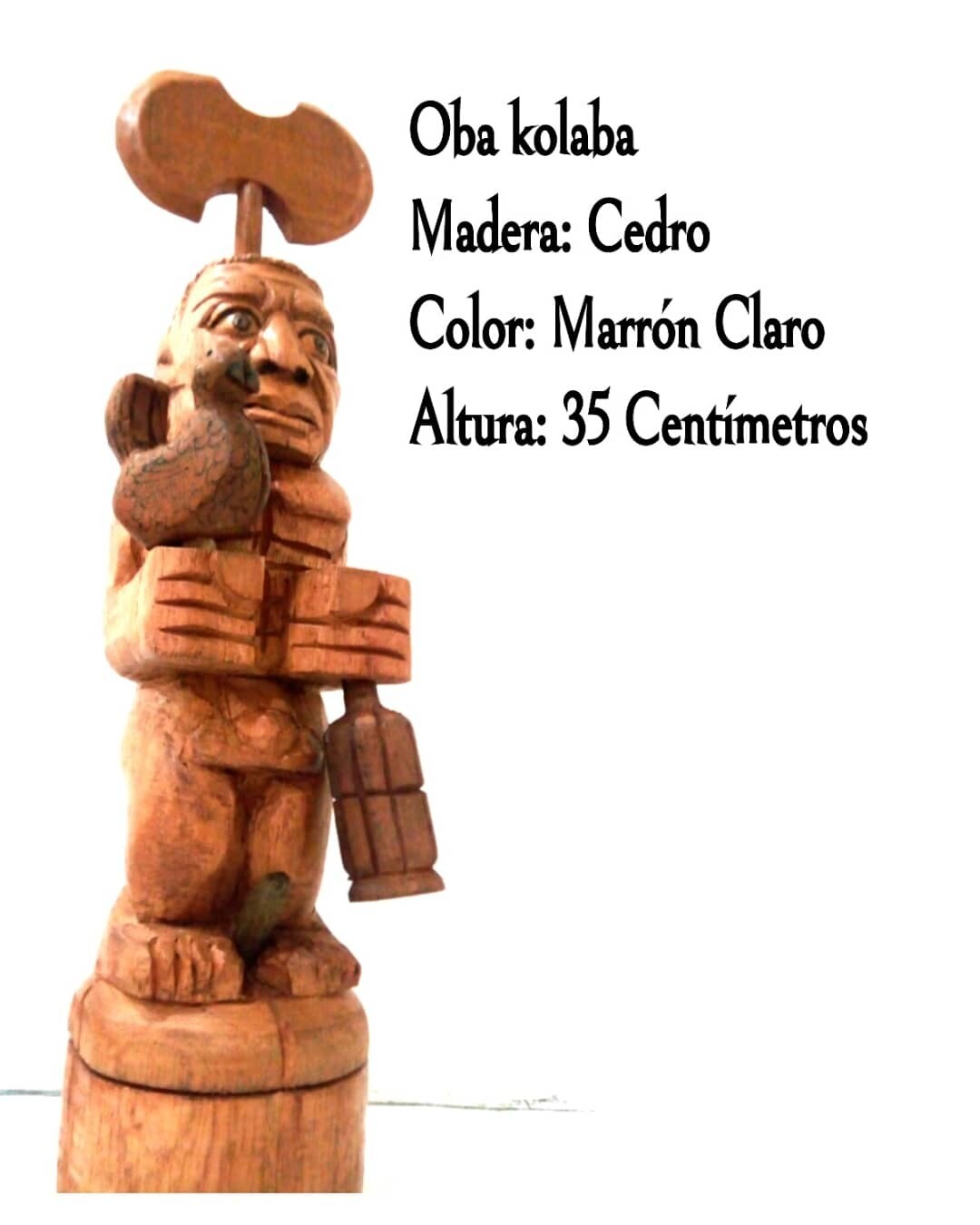 Oba Kolaba tallado a mano En Cedro Santeria Yoruba IFA