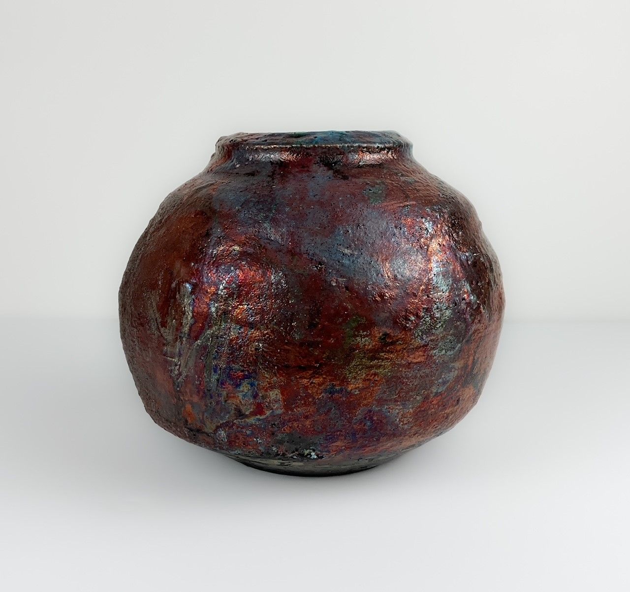 Large 7" Raku Pottery Vase 8" Wide | Store | Handworks Gallery