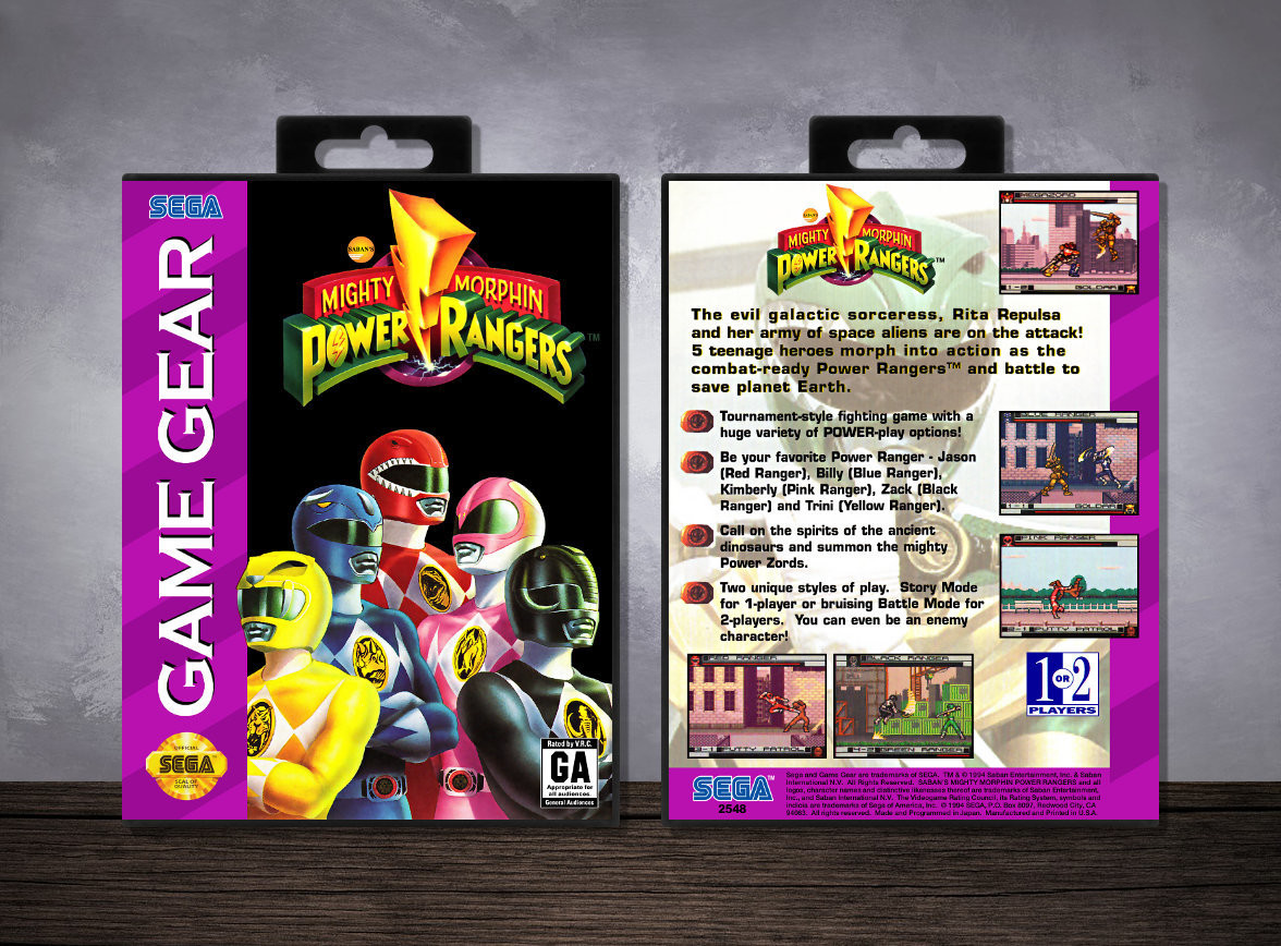 SEGA Game Gear Game Case - Mighty Morphin Power Rangers