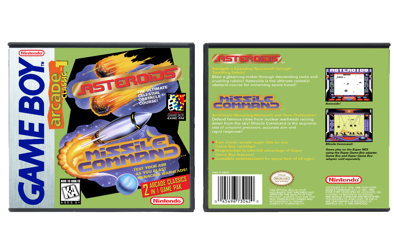 Gameboy Game Case | Arcade Classic No. 1: Asteroids & Missile Command